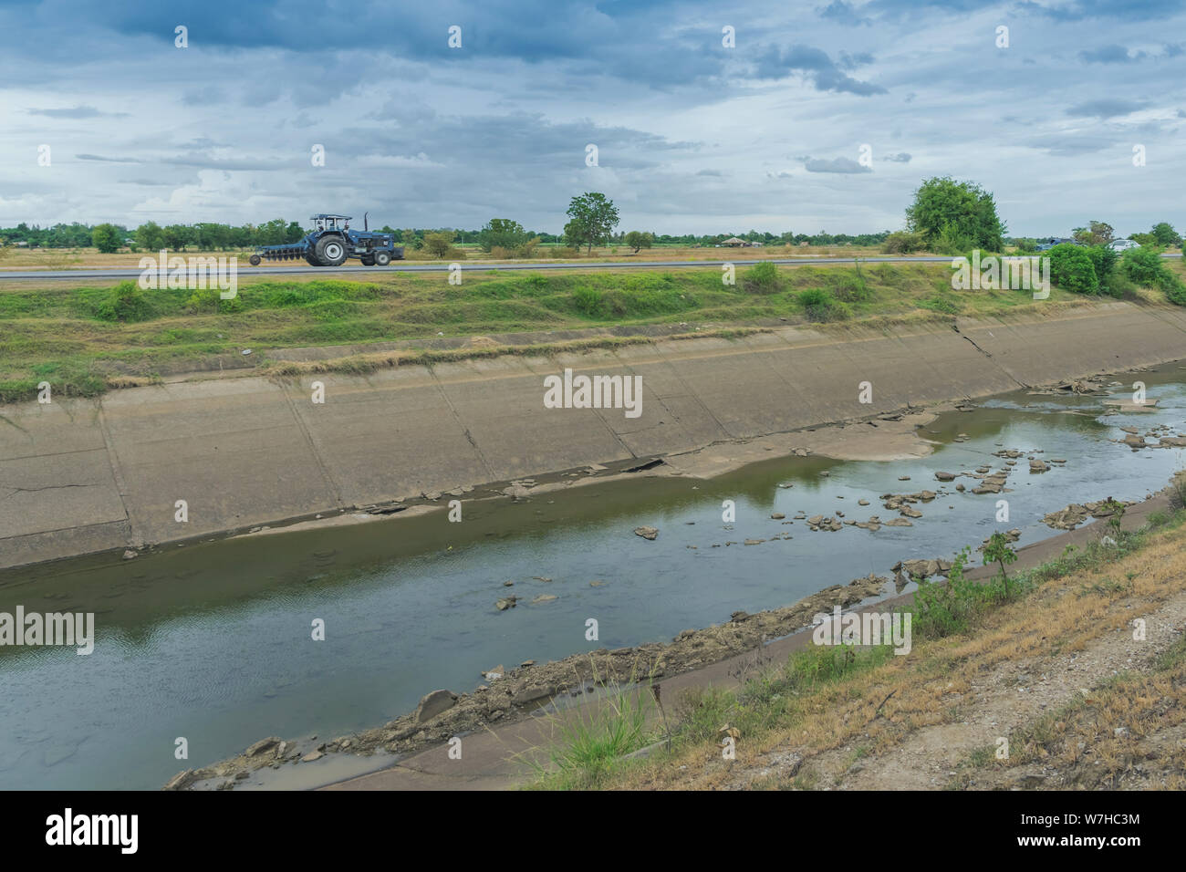 Irrigation canal or irrigation channel in concrete wall Send water from ...