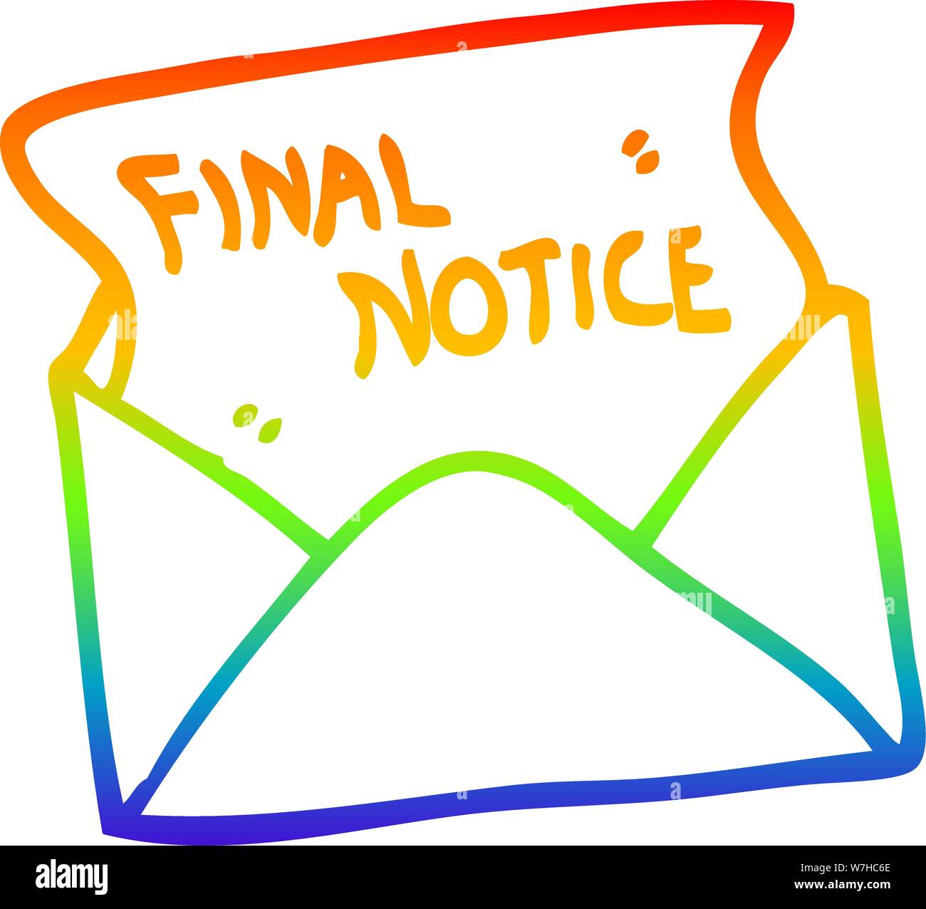 rainbow gradient line drawing of a cartoon final notice letter Stock ...