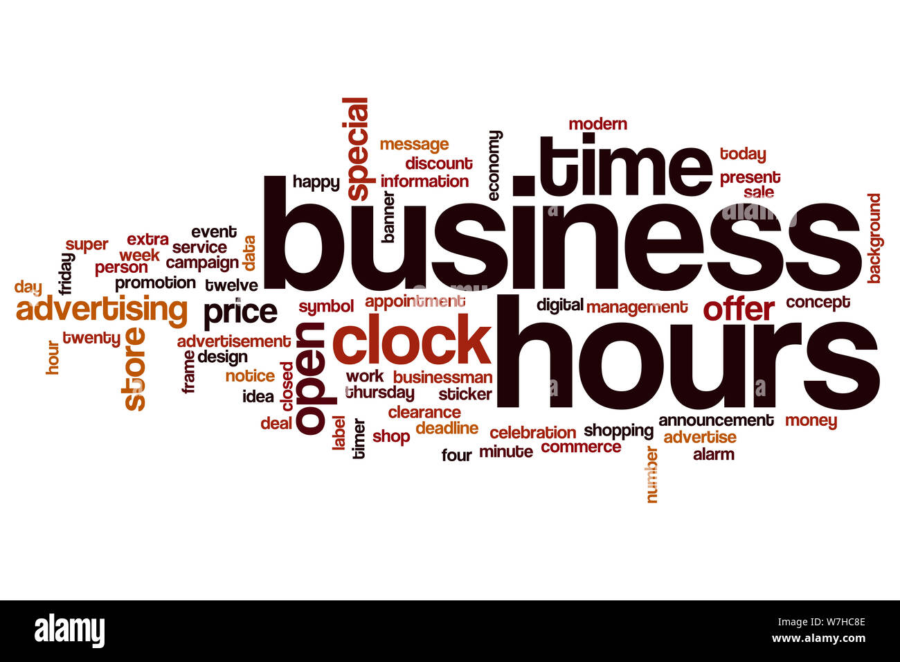 Business hours word cloud concept Stock Photo - Alamy