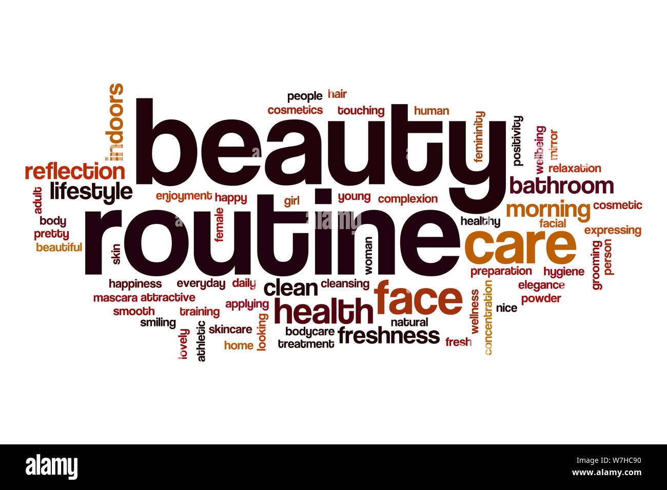 Beauty routine word cloud concept Stock Photo - Alamy
