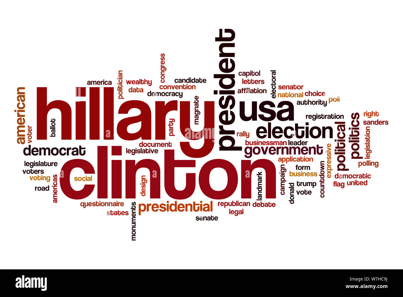 Hillary Clinton word cloud concept Stock Photo - Alamy