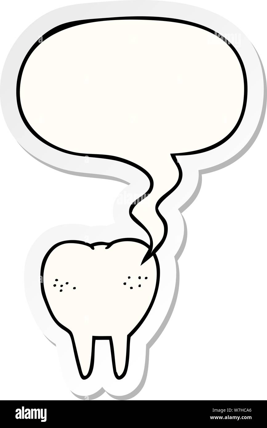 cartoon tooth with speech bubble sticker Stock Vector Image & Art - Alamy