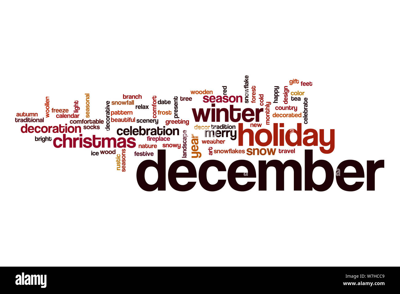December word cloud concept Stock Photo - Alamy