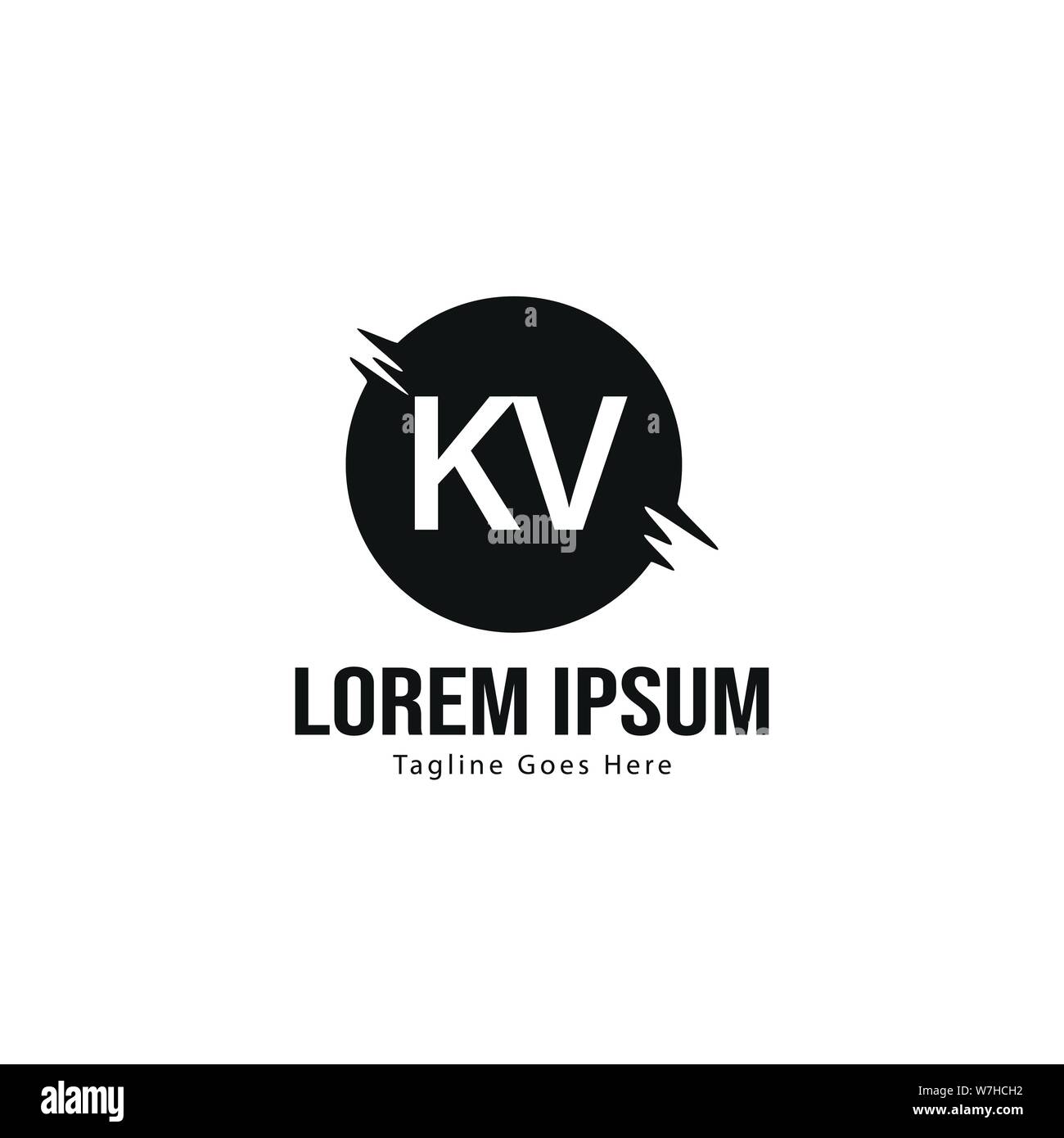 Initial KV logo template with modern frame. Minimalist KV letter logo ...