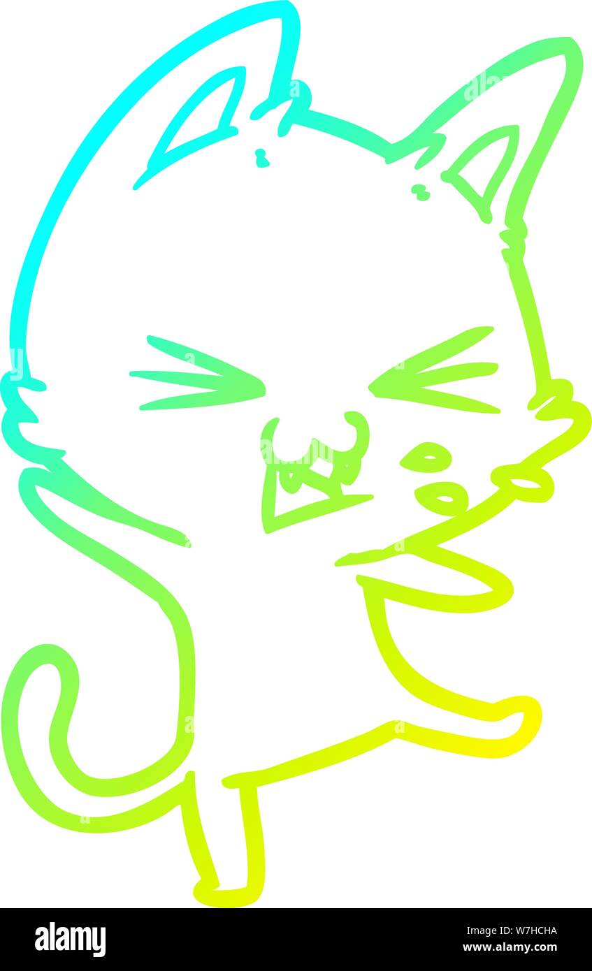 cold gradient line drawing of a cartoon cat throwing a tantrum Stock ...