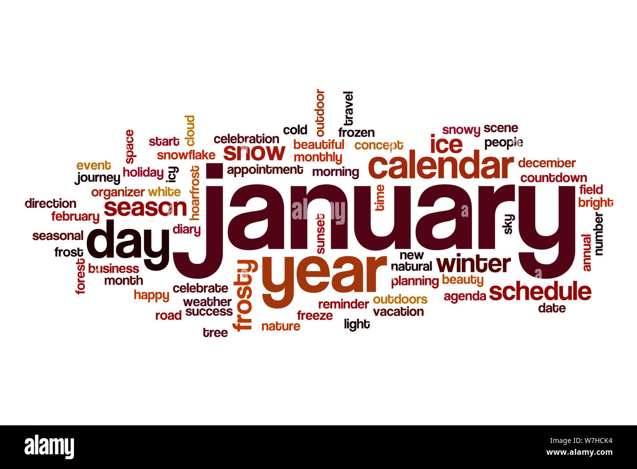 January word cloud concept Stock Photo - Alamy