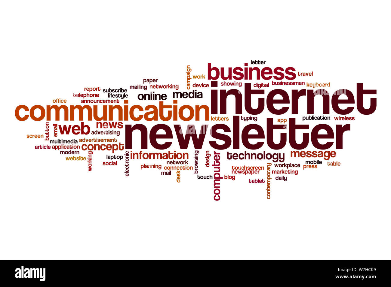Newsletter word cloud concept Stock Photo - Alamy
