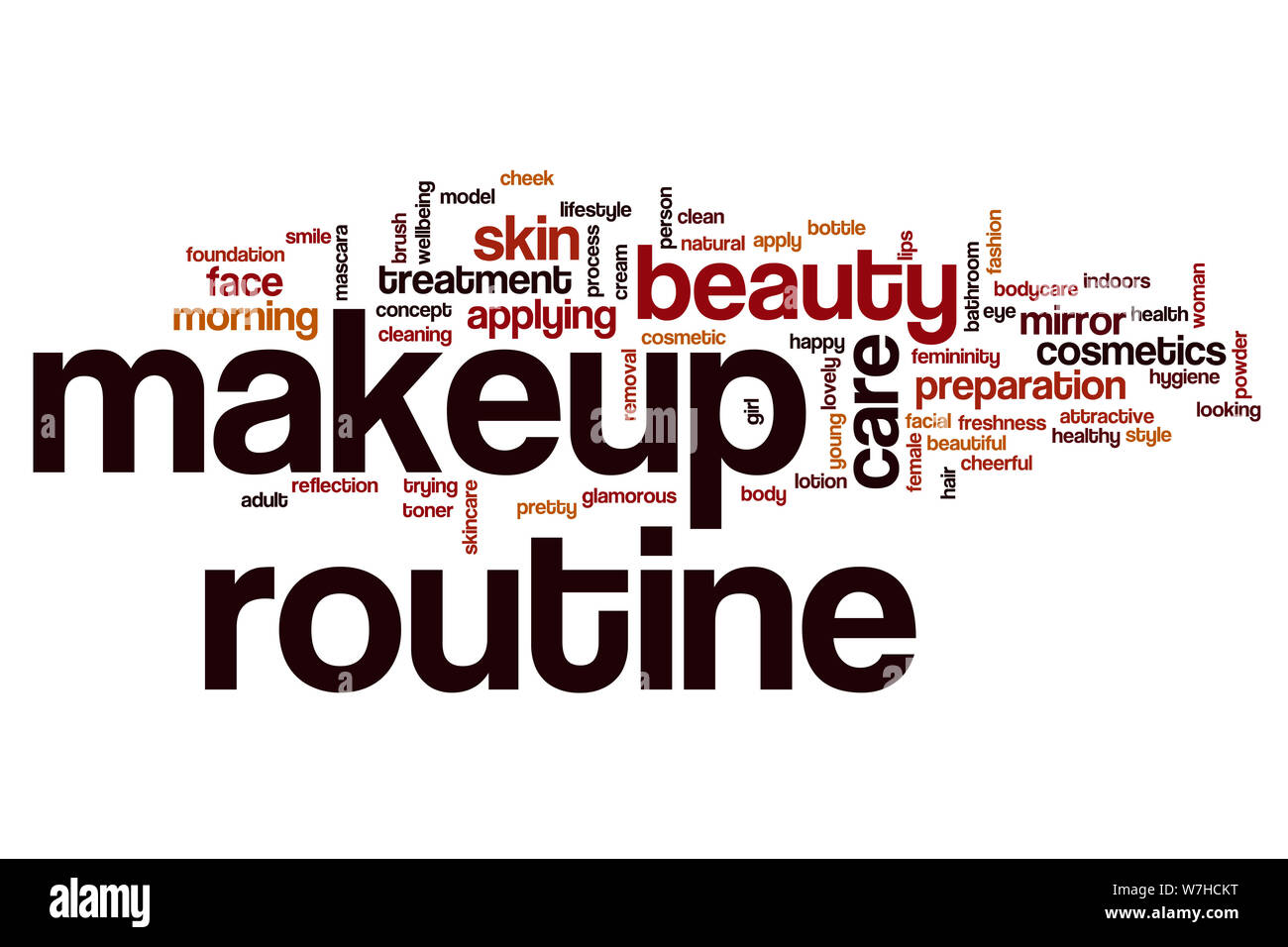 Makeup routine word cloud concept Stock Photo - Alamy
