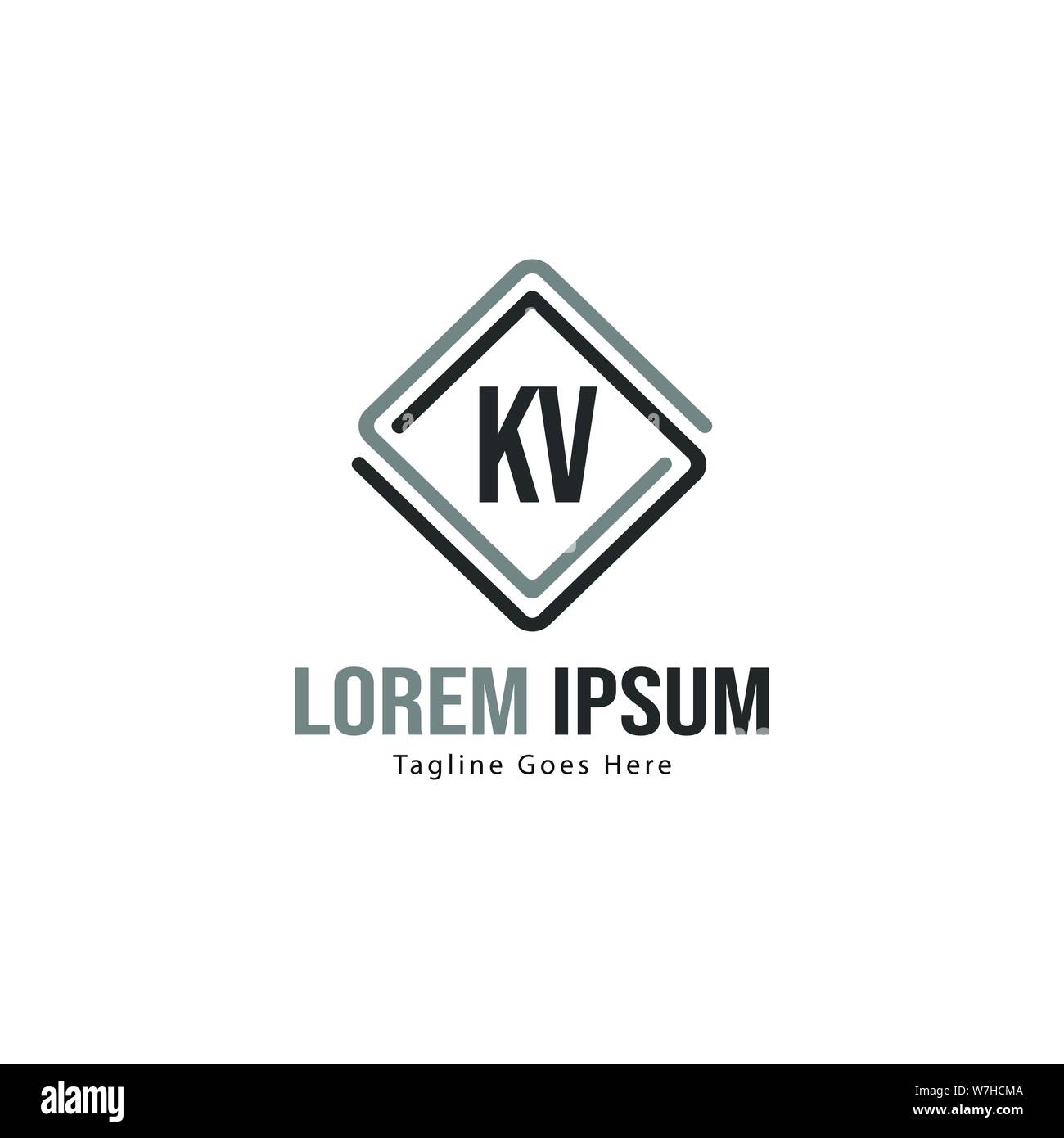 Initial KV logo template with modern frame. Minimalist KV letter logo ...