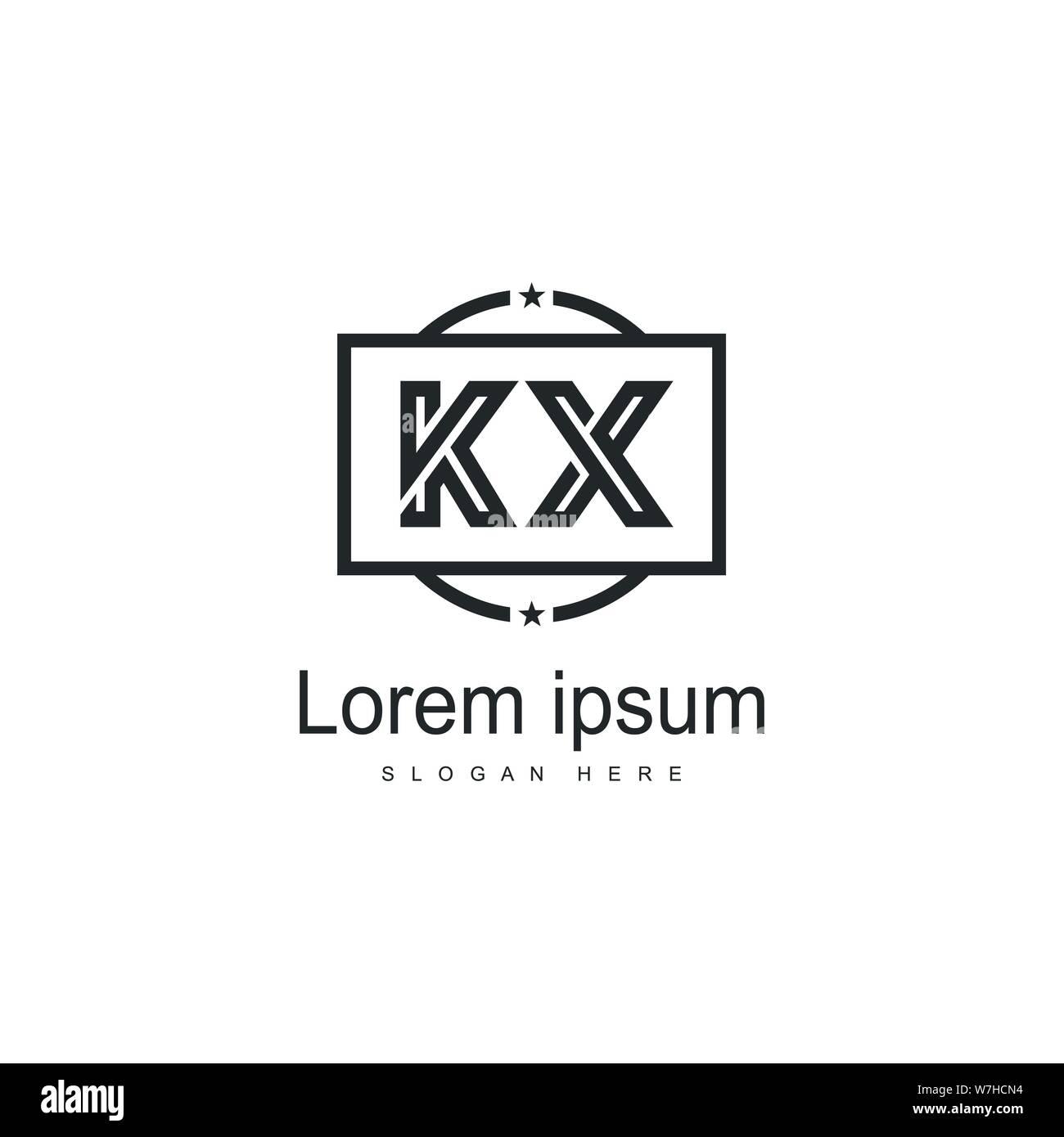 Initial KX logo template with modern frame. Minimalist KX letter logo ...