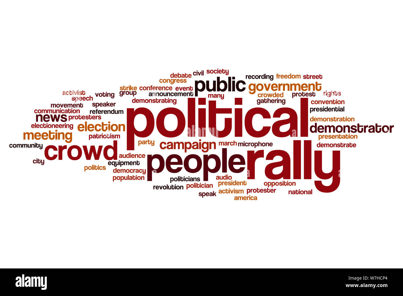 Political rally word cloud concept Stock Photo - Alamy