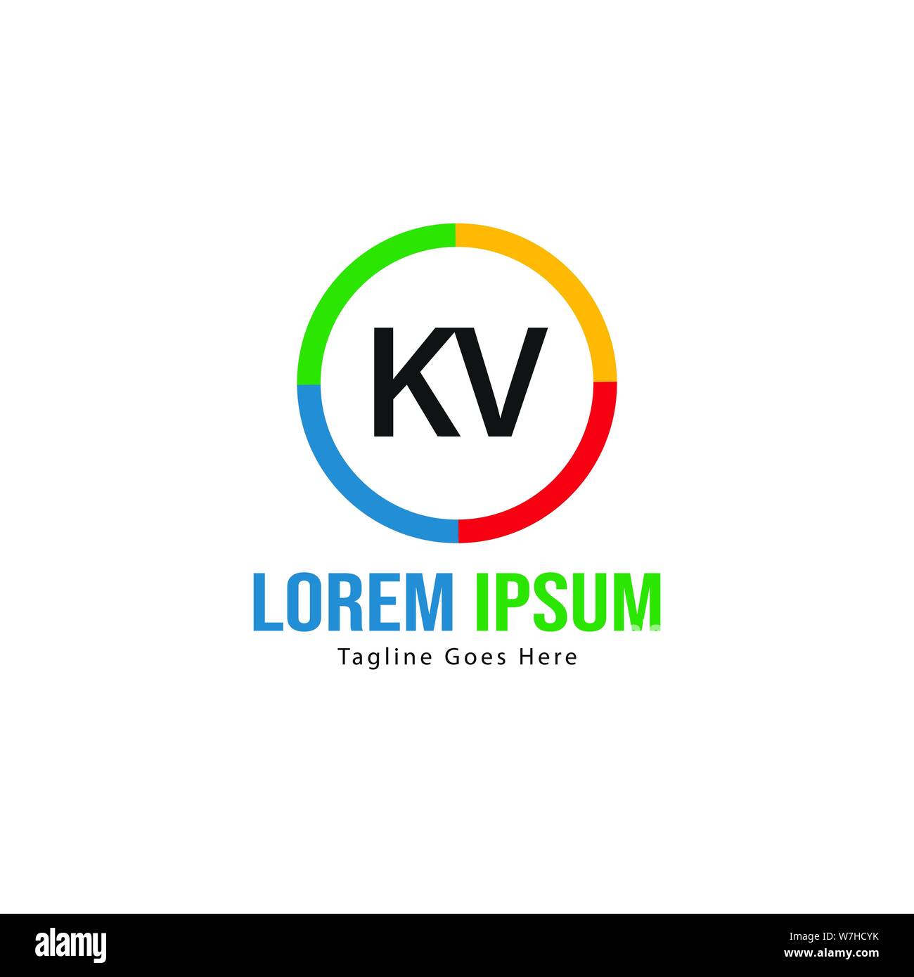 Initial KV logo template with modern frame. Minimalist KV letter logo ...