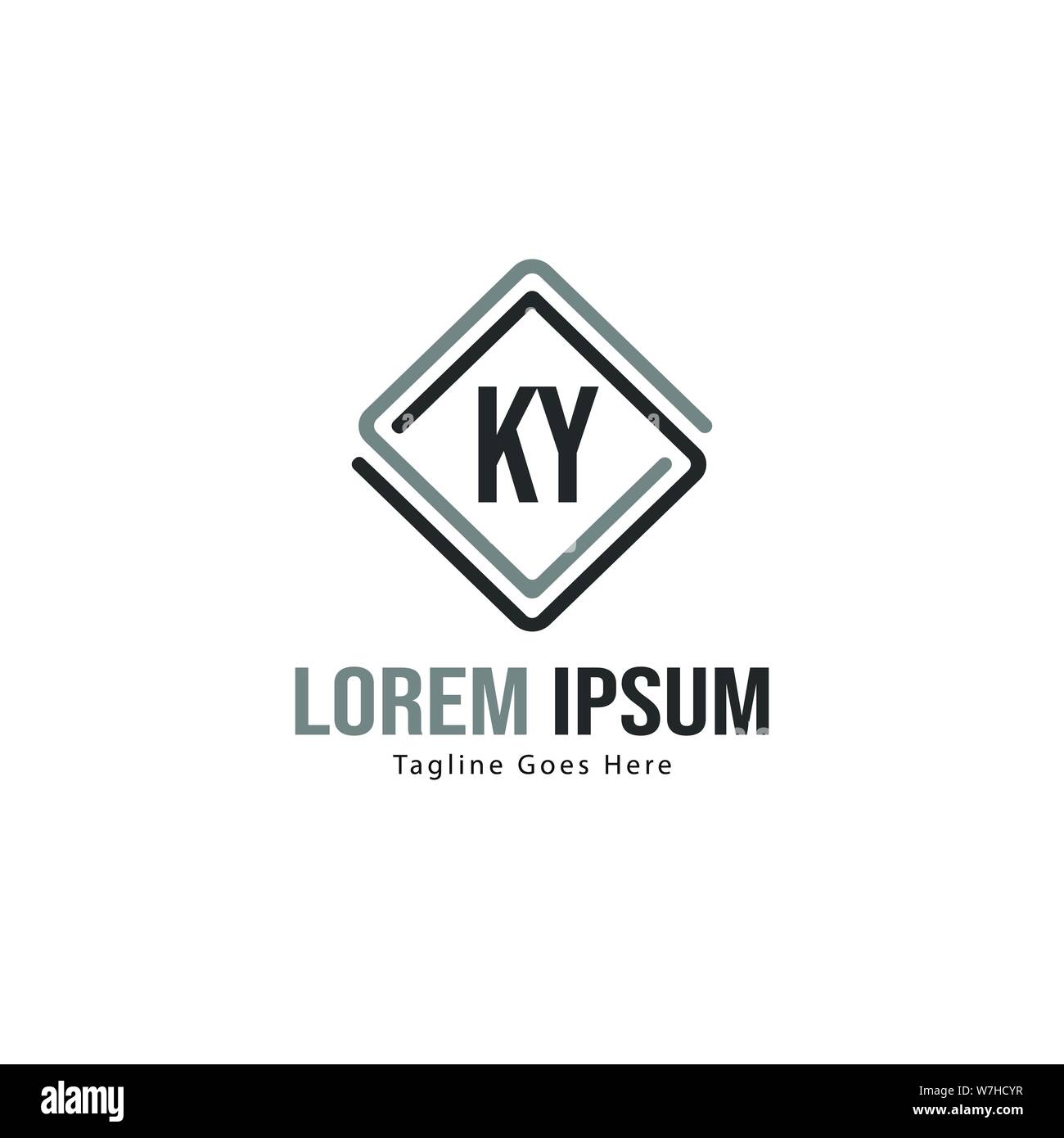 Initial KY logo template with modern frame. Minimalist KY letter logo ...