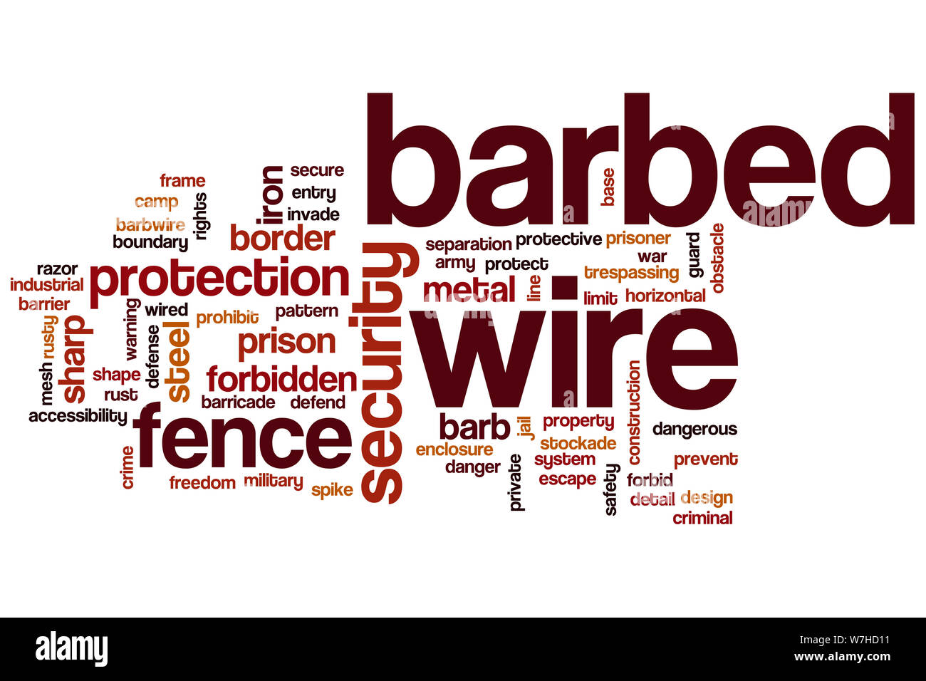 Barbed wire word cloud concept Stock Photo - Alamy