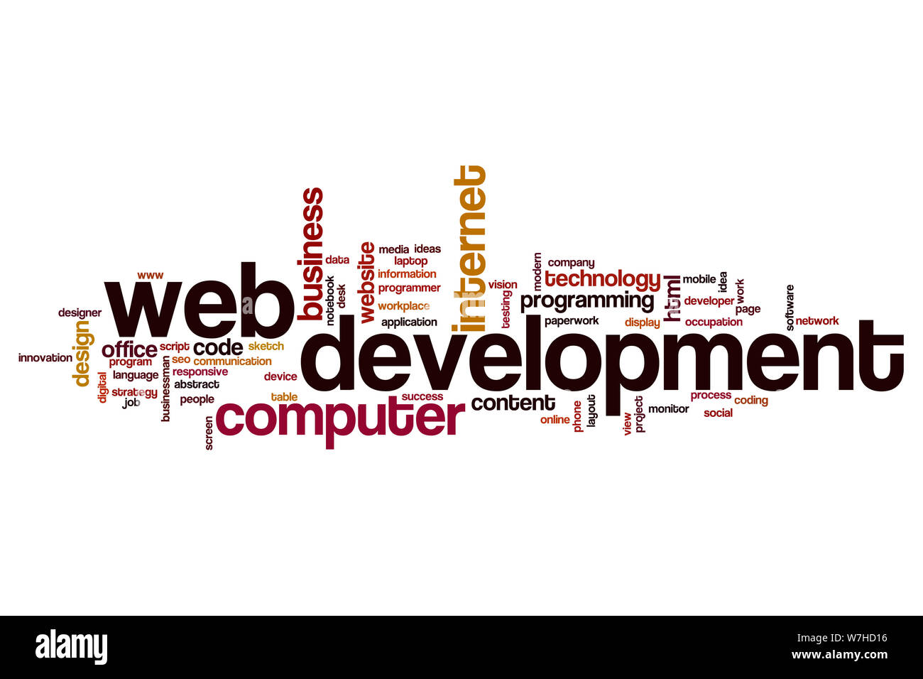 Web development word cloud concept Stock Photo - Alamy