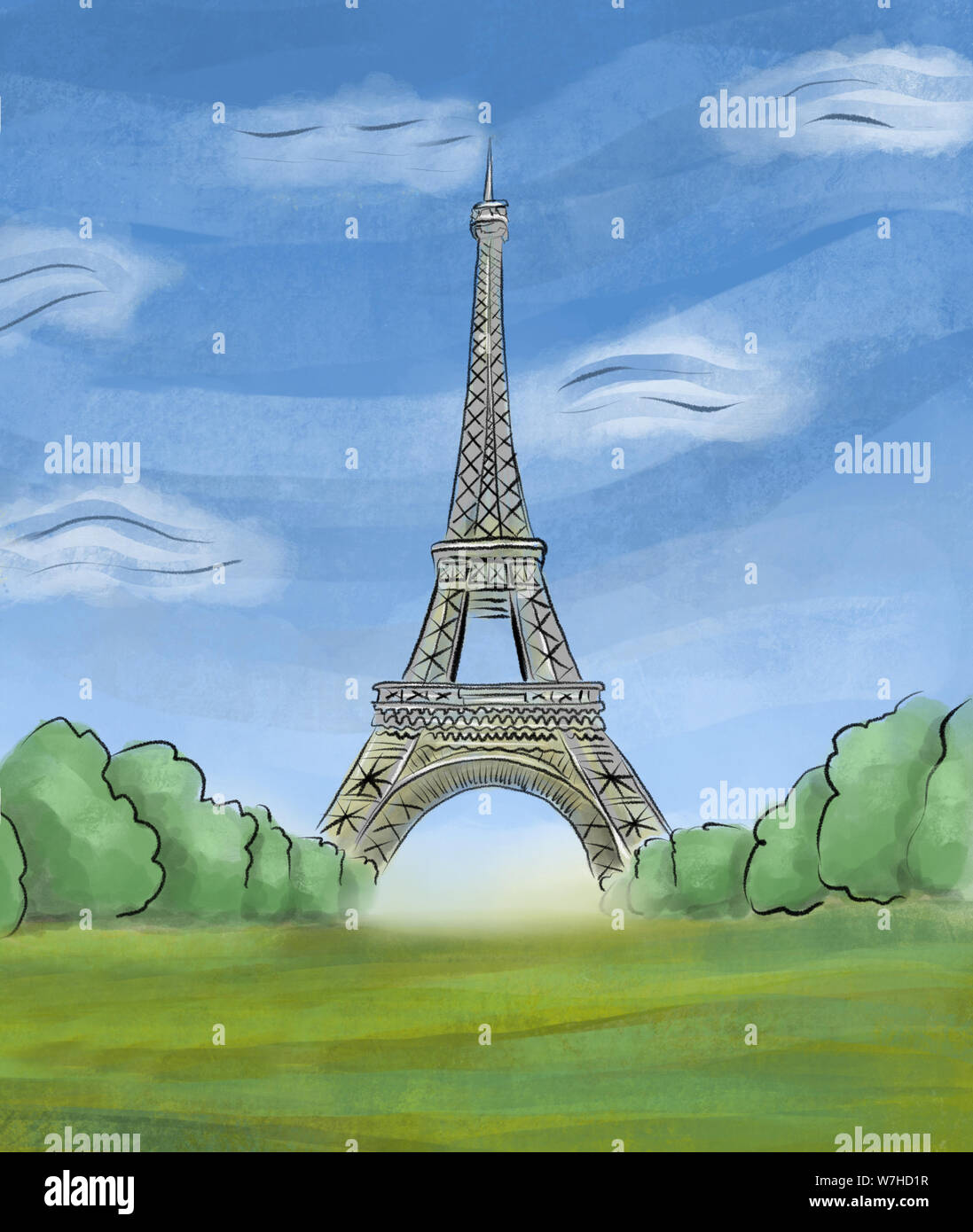 Eiffel Tower hand drawn illustration Stock Photo - Alamy