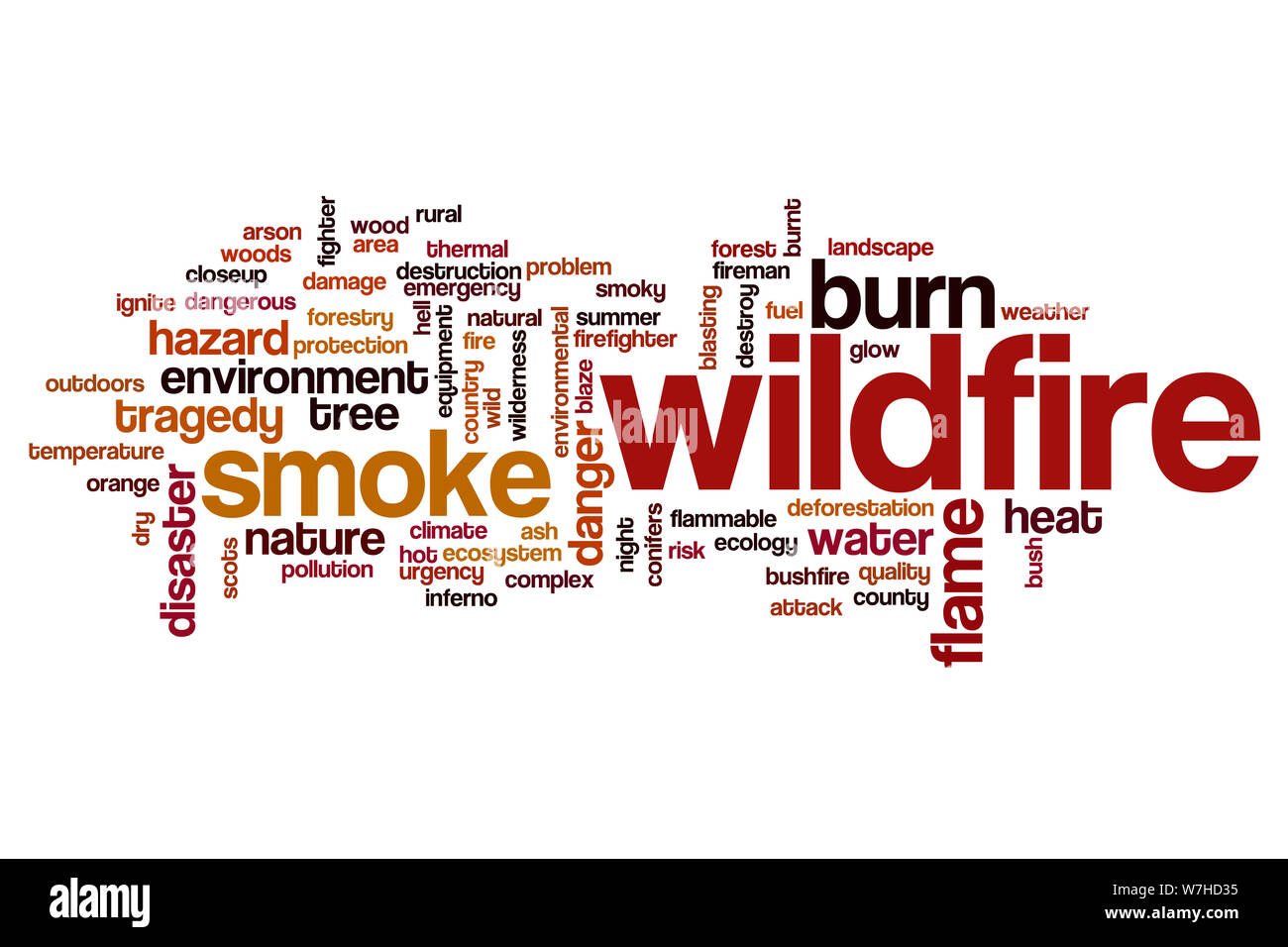 Wildfire word cloud concept Stock Photo - Alamy