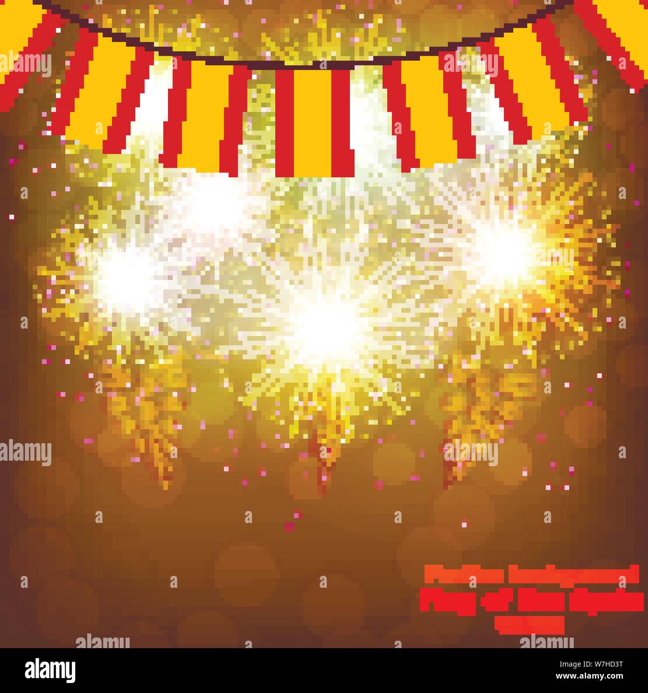 Bright firework with flags of Spain. Happy Spain day flags. Vector ...