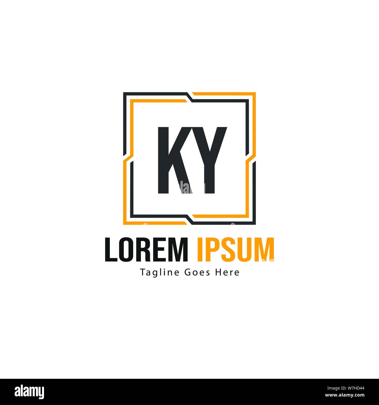 Initial KY logo template with modern frame. Minimalist KY letter logo ...