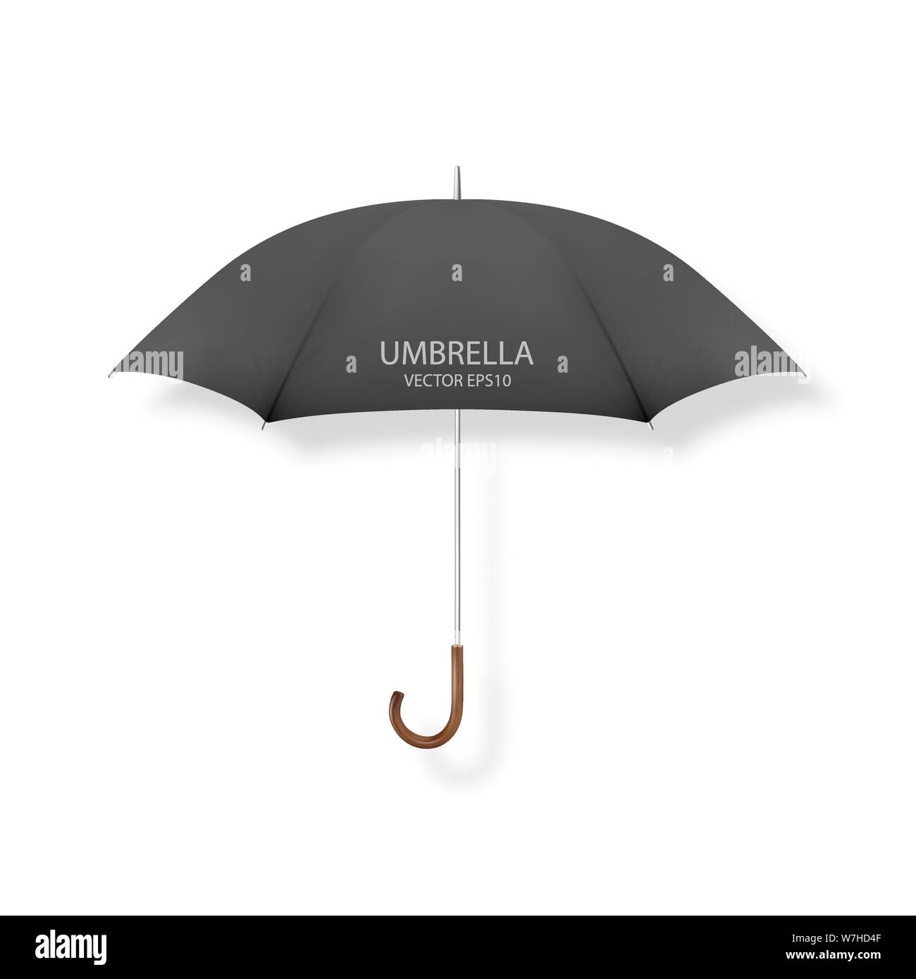 Vector 3d Realistic Render Black Blank Umbrella Icon Closeup Isolated on White Background ...