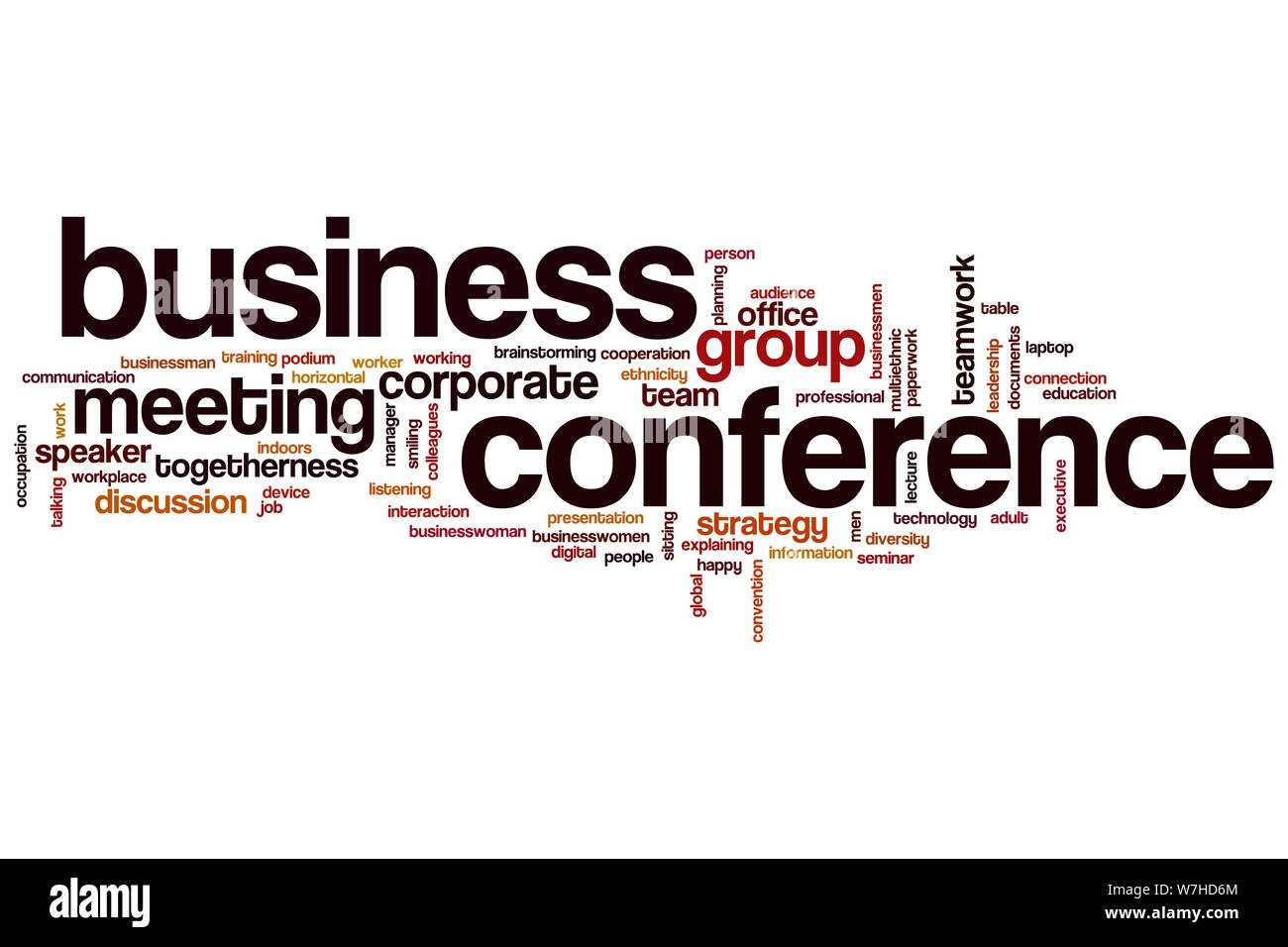 Business conference word cloud concept Stock Photo - Alamy
