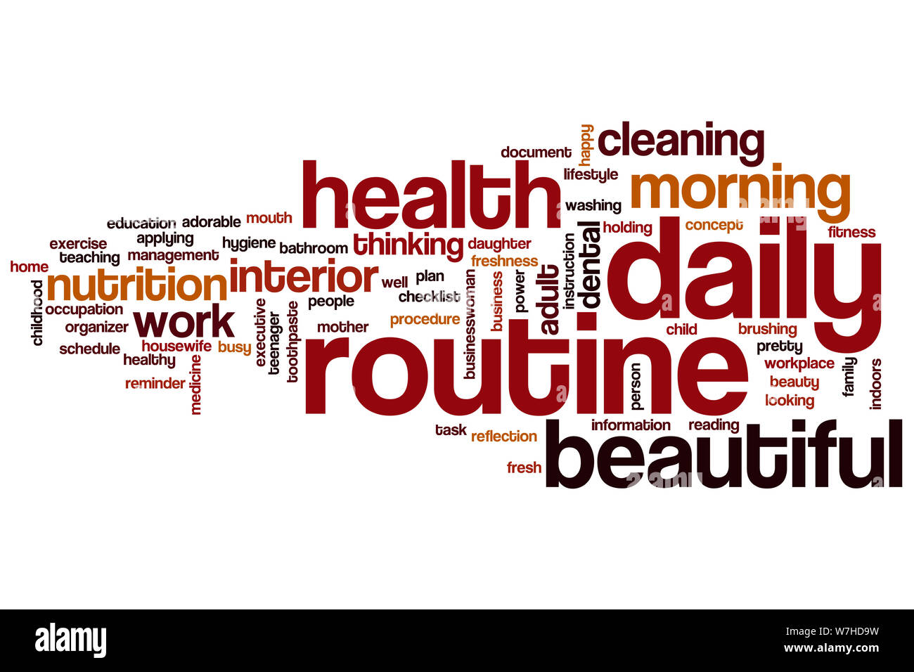 Daily routine word cloud concept Stock Photo - Alamy