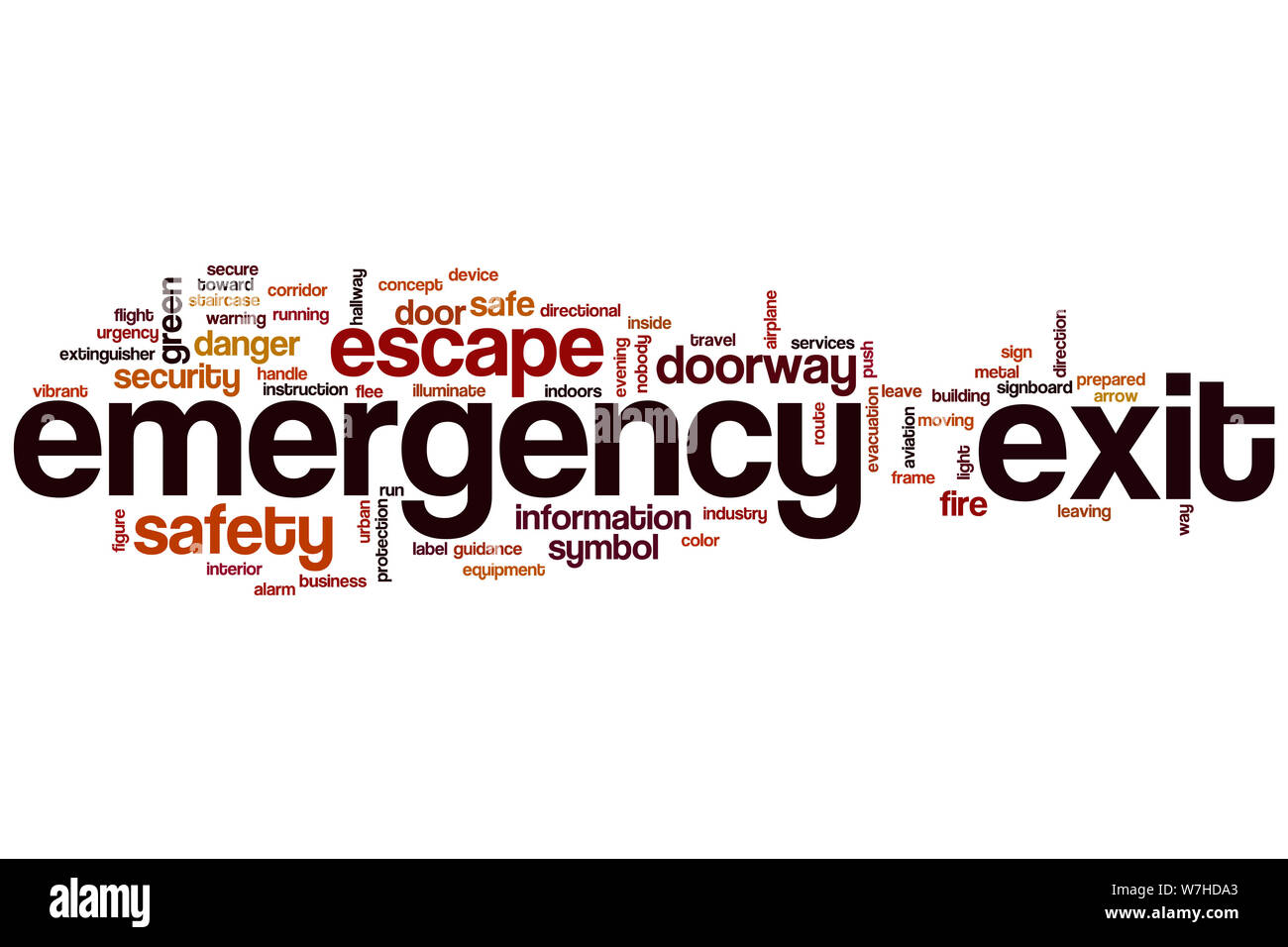 Emergency exit word cloud concept Stock Photo - Alamy