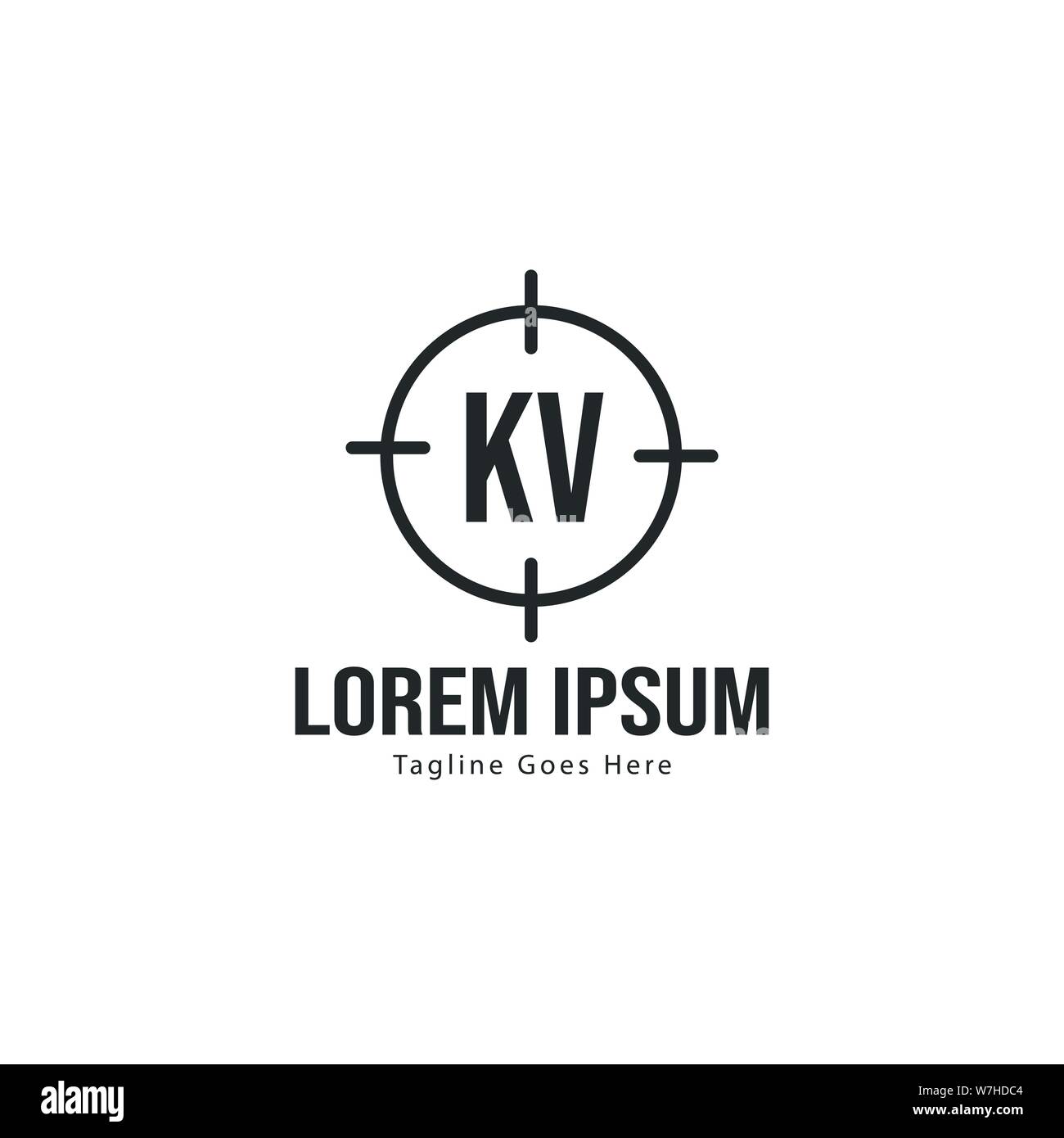 Initial KV logo template with modern frame. Minimalist KV letter logo ...