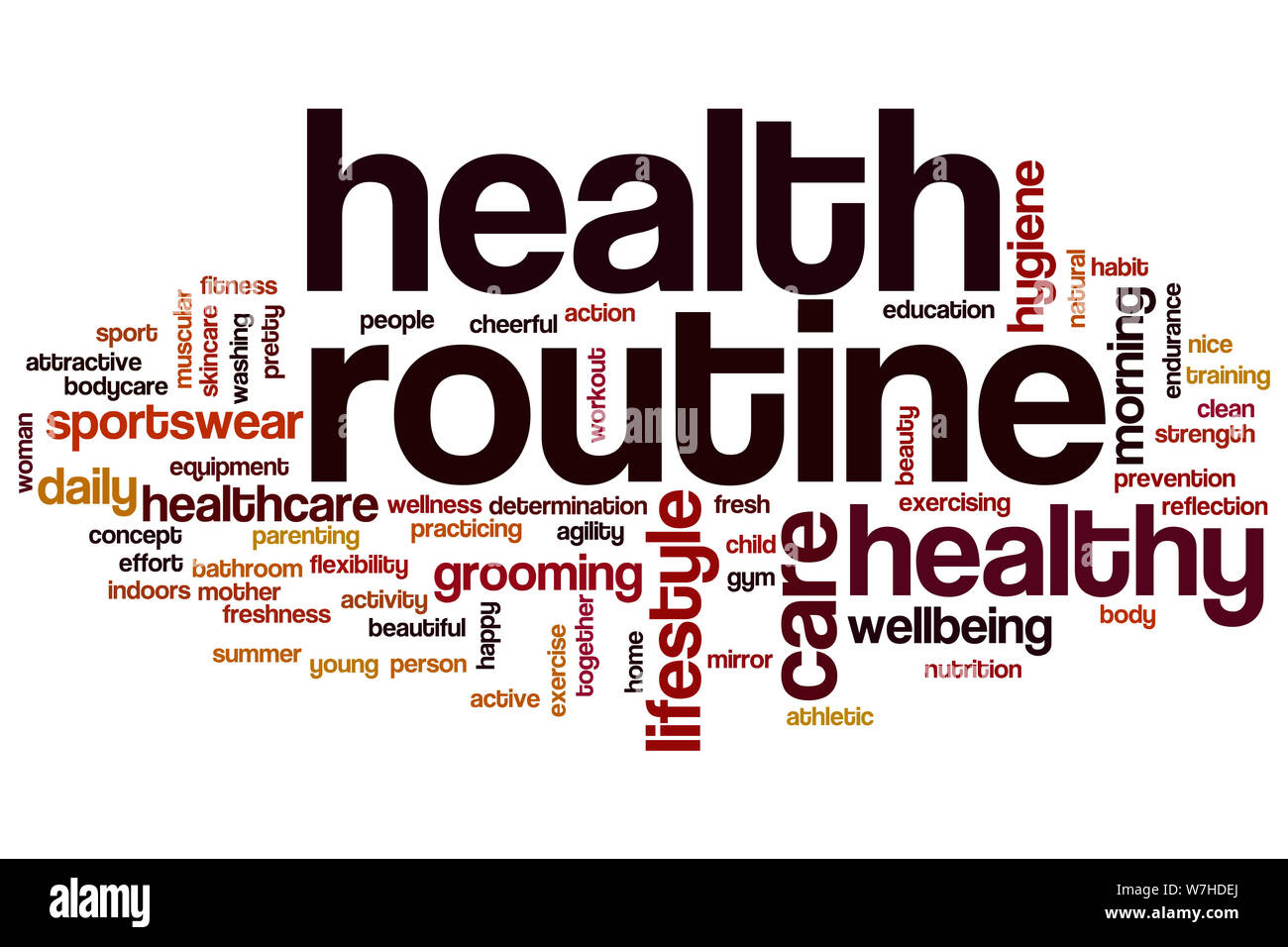 Health routine word cloud concept Stock Photo - Alamy