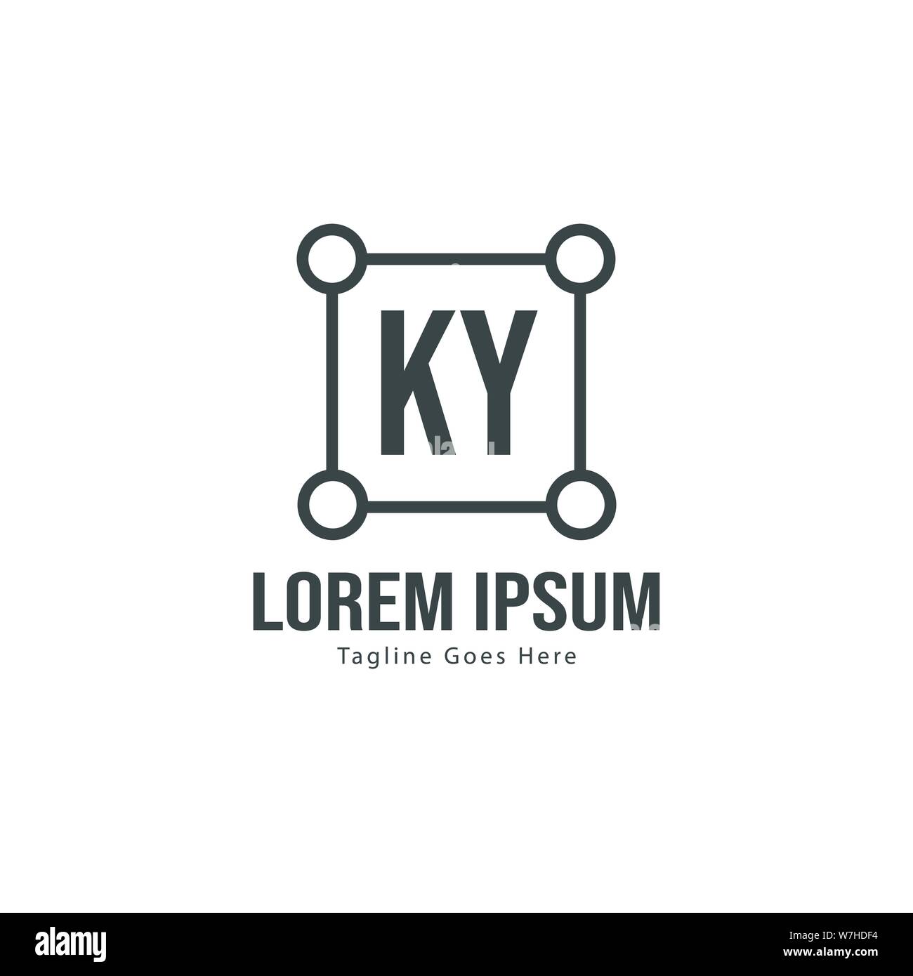 Initial KY logo template with modern frame. Minimalist KY letter logo ...