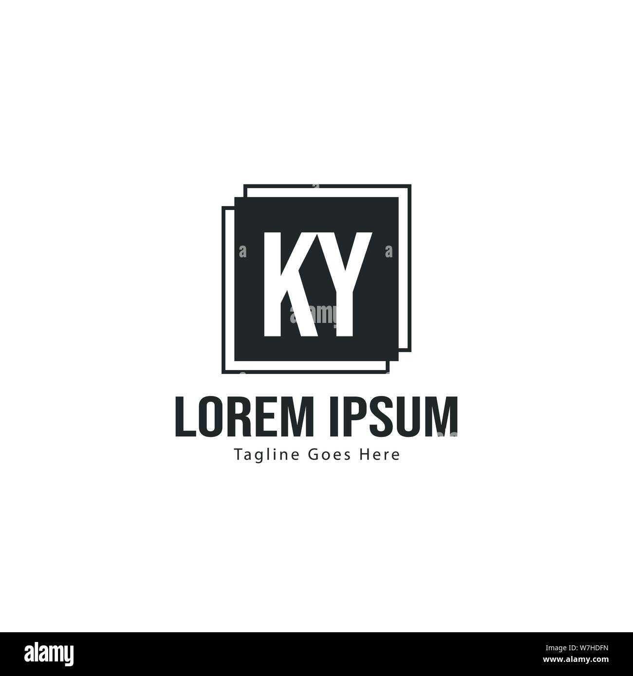 Initial KY logo template with modern frame. Minimalist KY letter logo ...