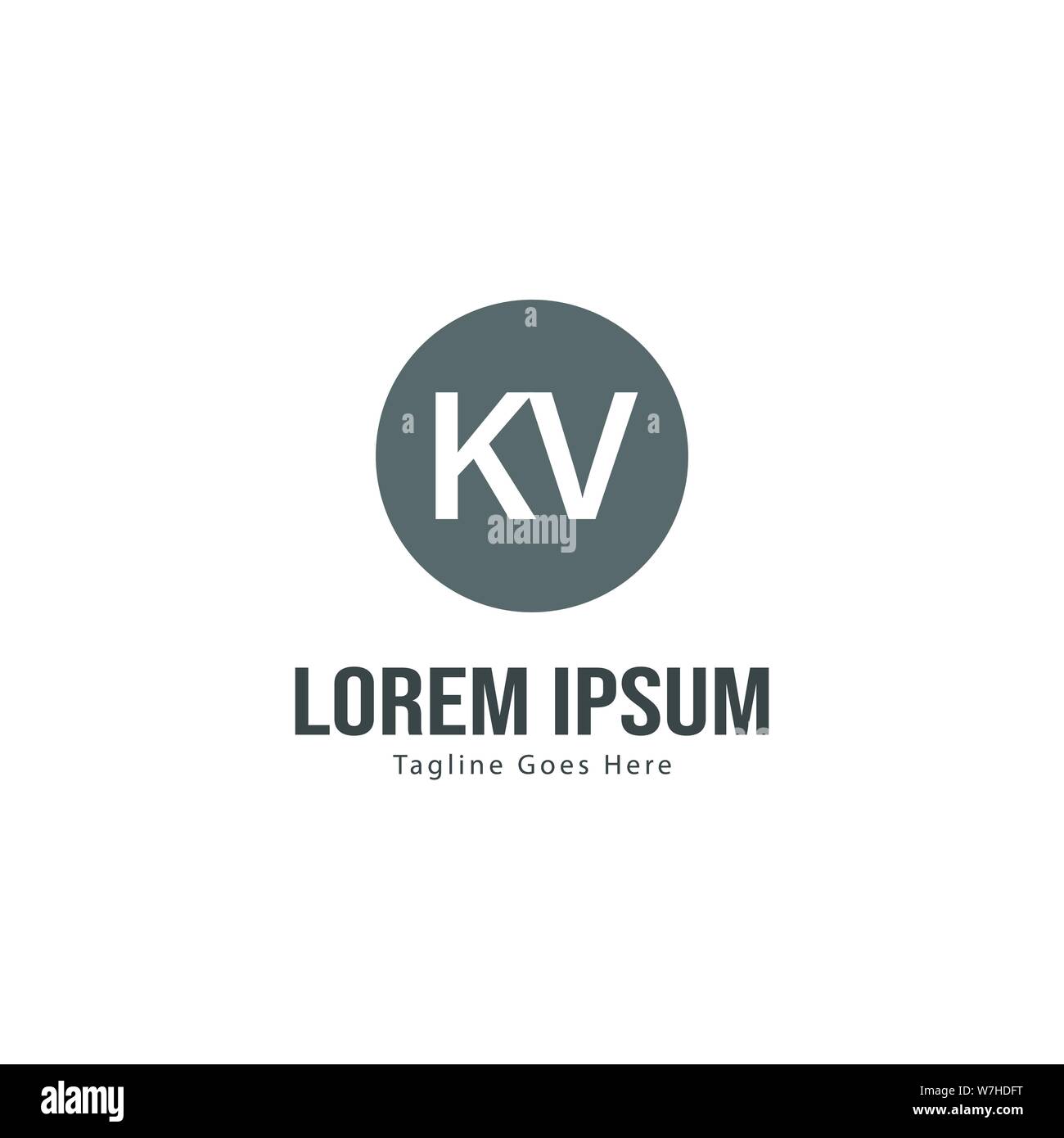 Initial KV logo template with modern frame. Minimalist KV letter logo ...