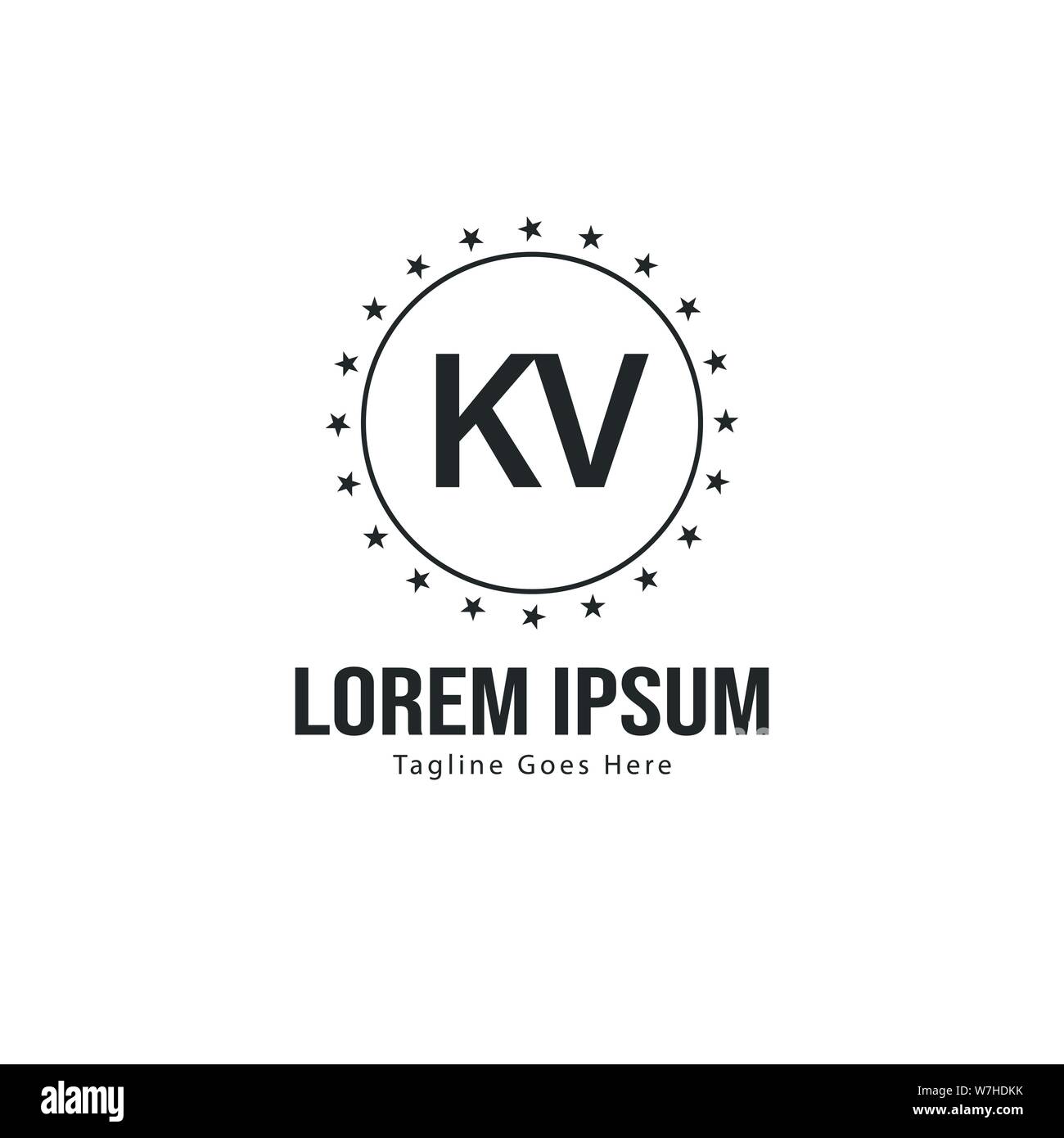 Initial KV logo template with modern frame. Minimalist KV letter logo ...