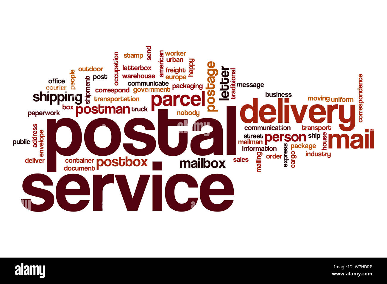 Postal service word cloud concept Stock Photo - Alamy