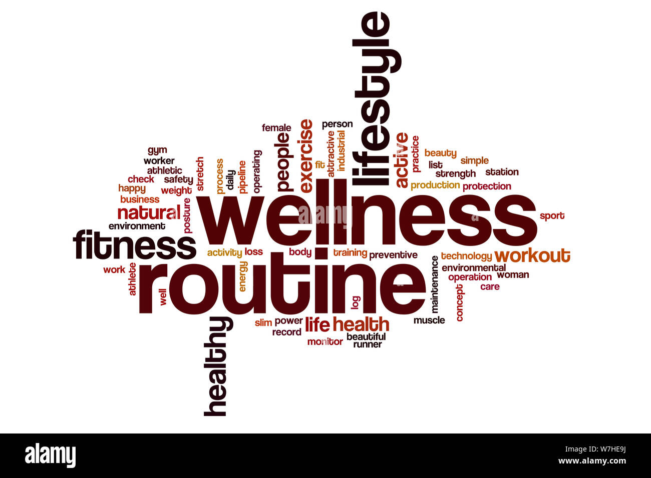Wellness routine word cloud concept Stock Photo - Alamy