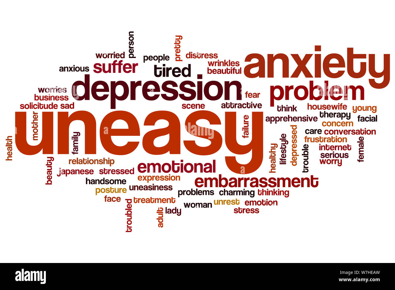 Uneasy word cloud concept Stock Photo - Alamy