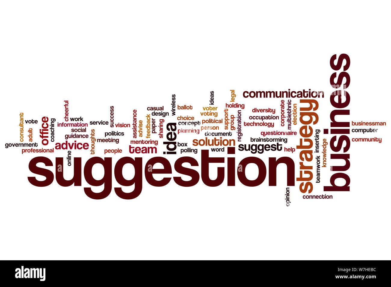 Suggestion word cloud concept Stock Photo - Alamy