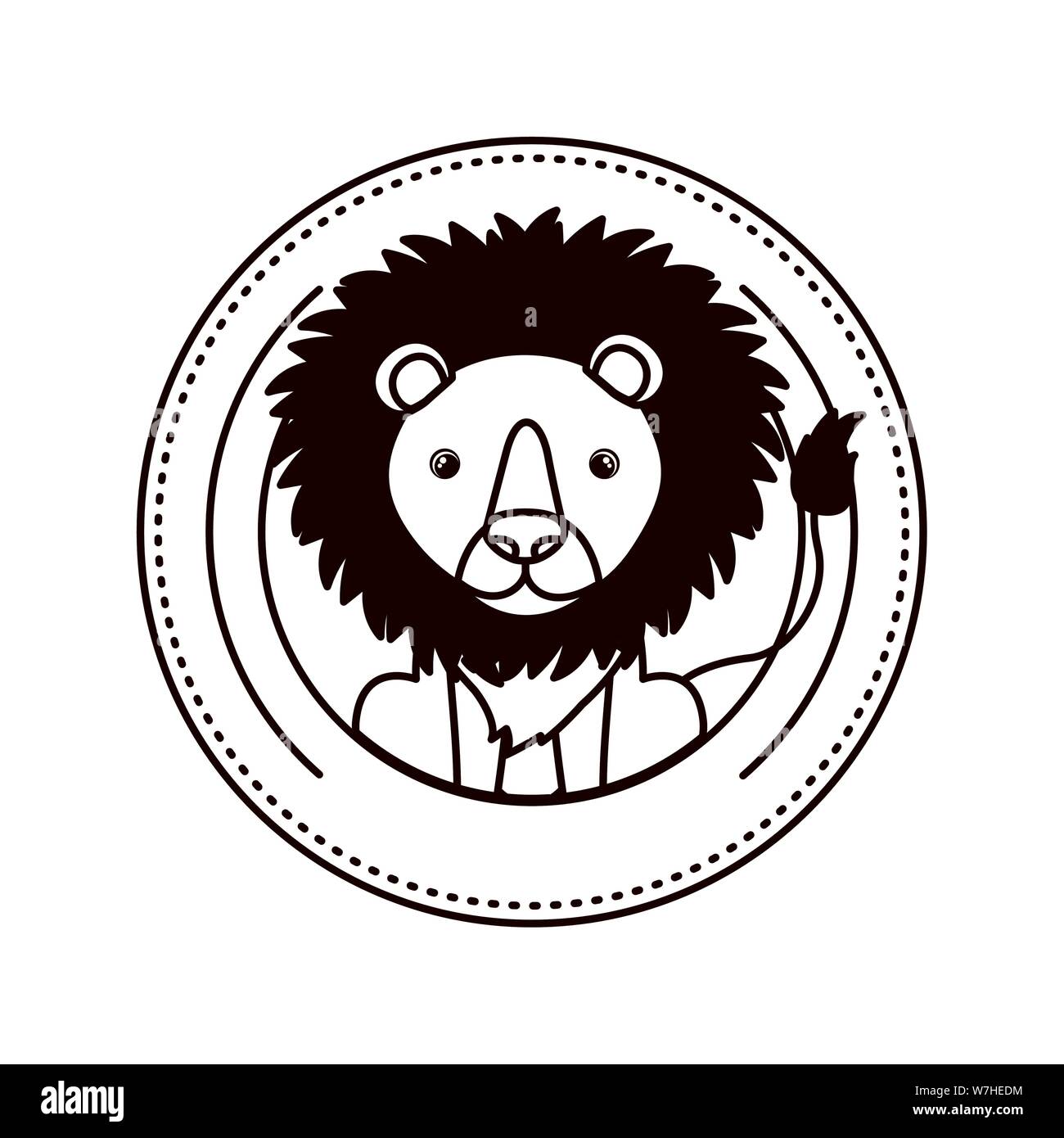 cute and adorable lion with circular frame Stock Vector Image & Art - Alamy