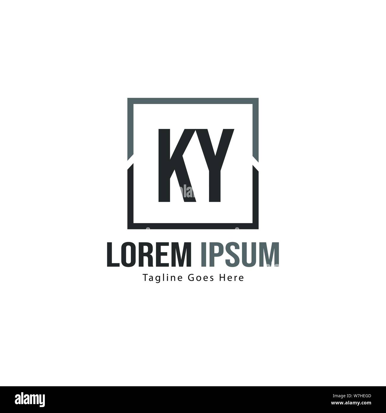 Initial KY logo template with modern frame. Minimalist KY letter logo ...