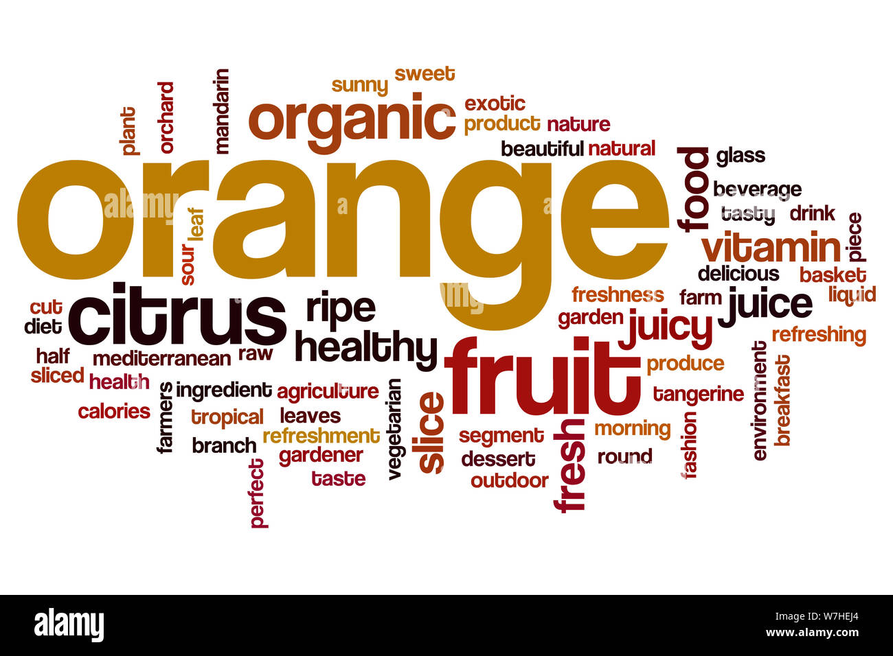 Orange word cloud concept Stock Photo - Alamy