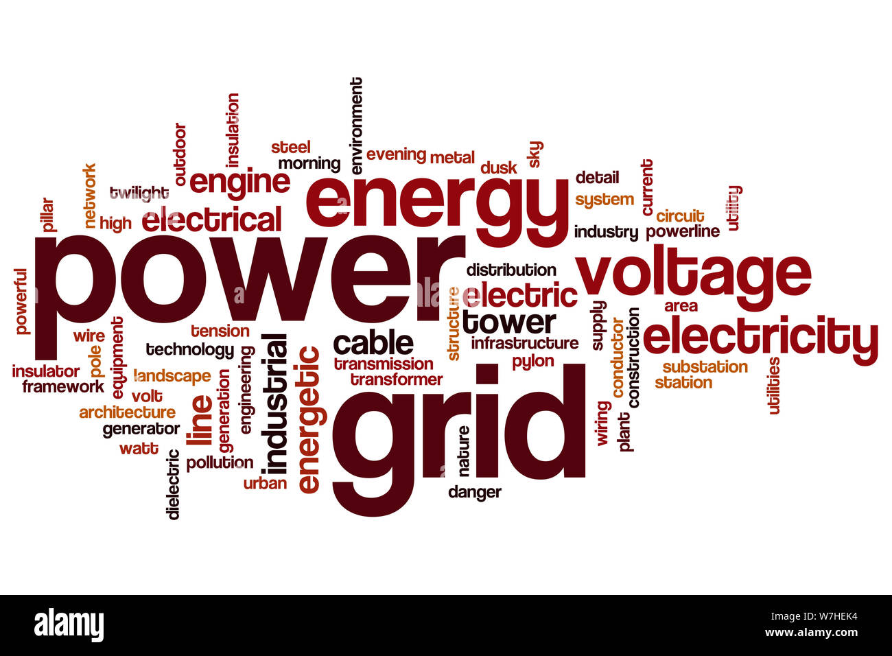 Power grid word cloud concept Stock Photo - Alamy