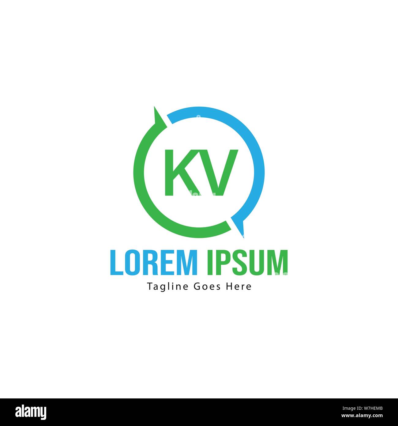 Initial KV logo template with modern frame. Minimalist KV letter logo ...