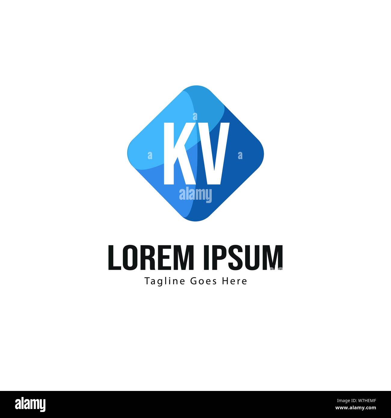 Initial KV logo template with modern frame. Minimalist KV letter logo ...