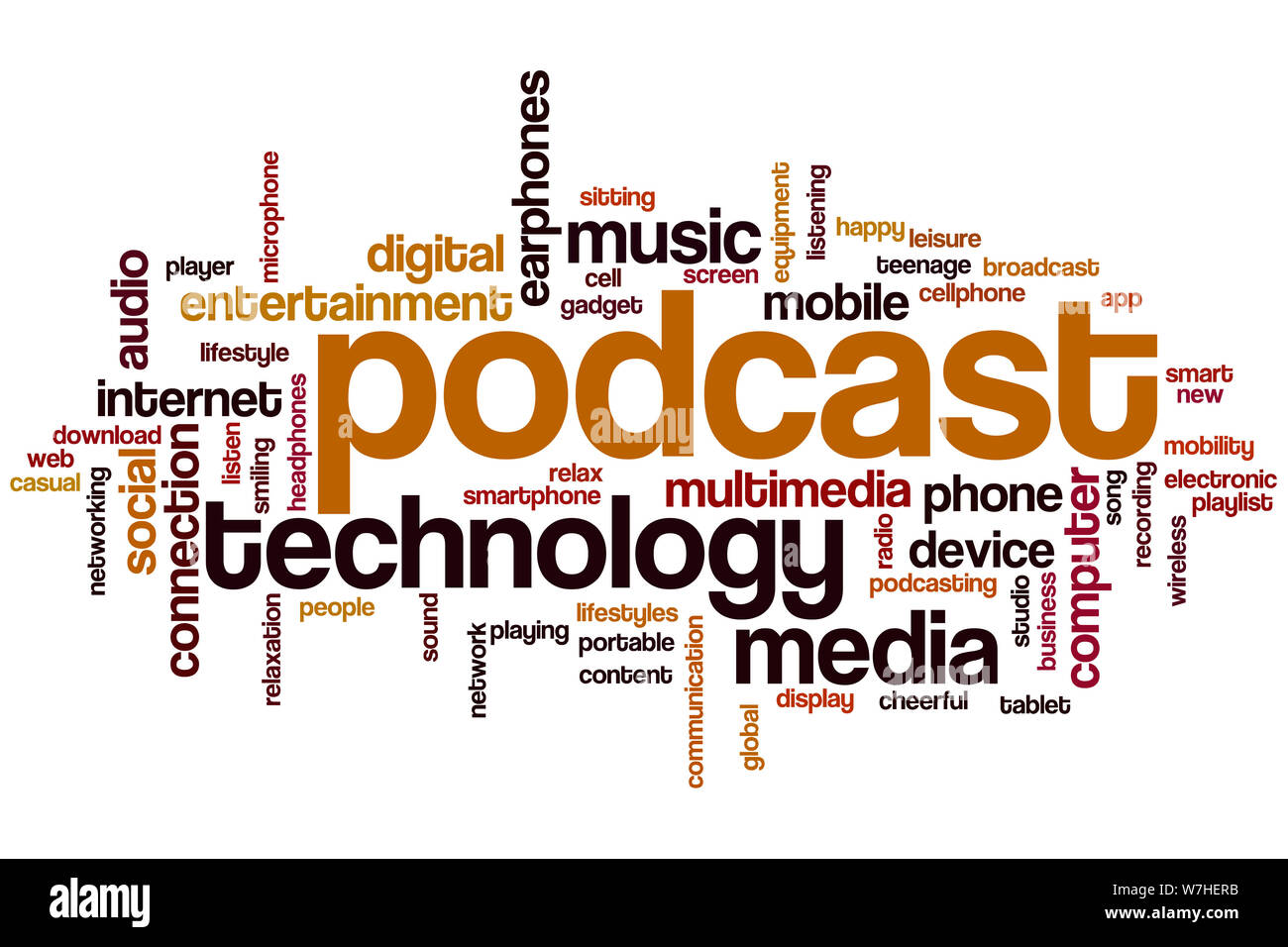 Podcast word cloud concept Stock Photo - Alamy