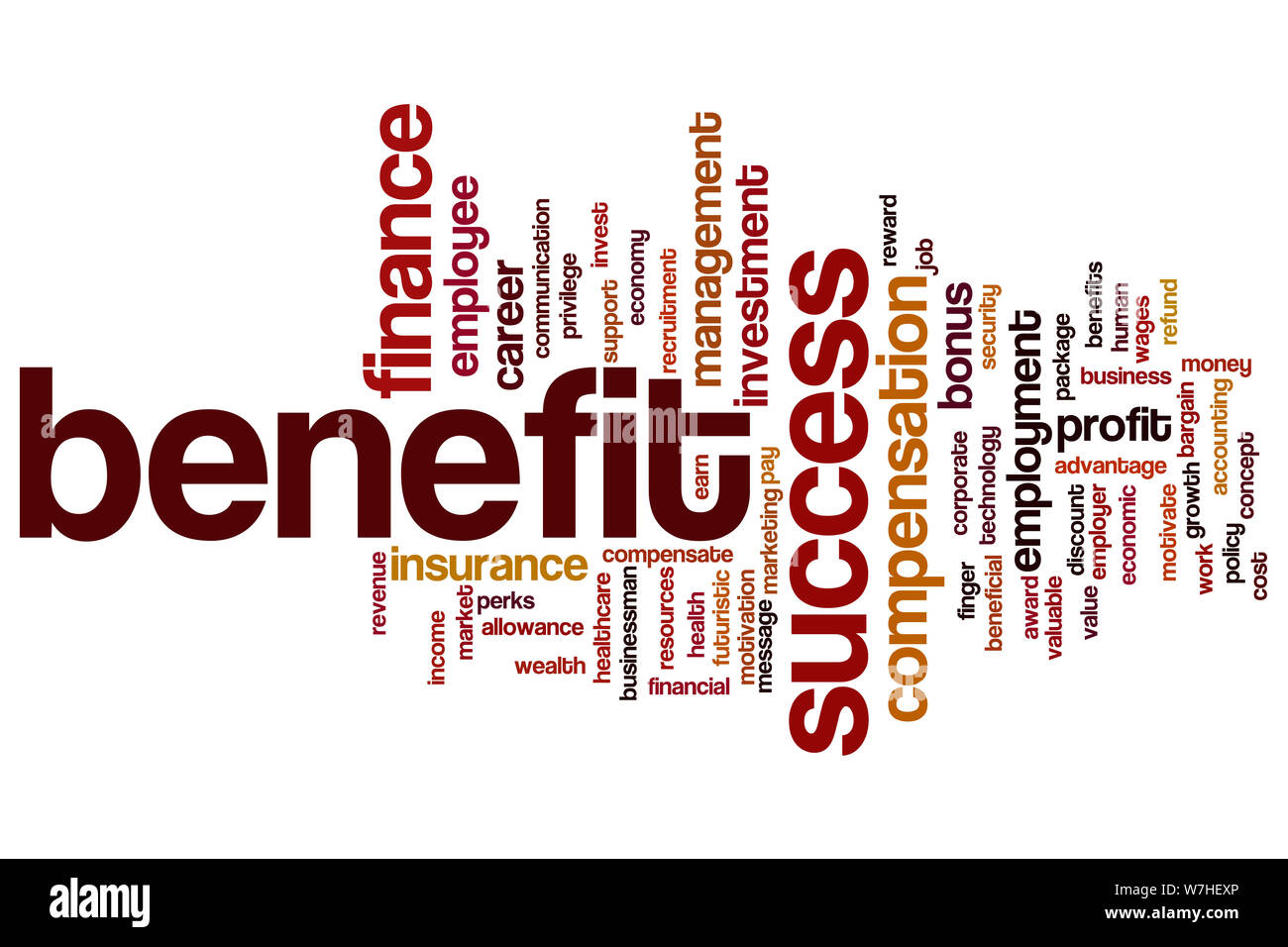 Benefit word cloud concept Stock Photo - Alamy