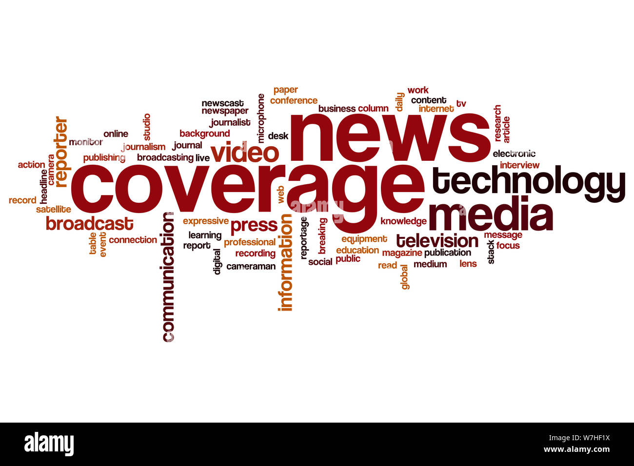 News coverage word cloud concept Stock Photo - Alamy