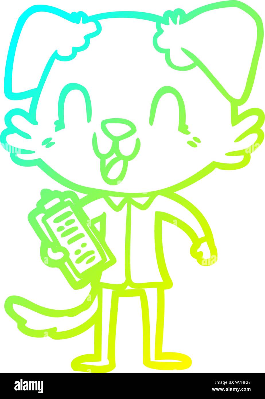 cold gradient line drawing of a laughing cartoon dog boss Stock Vector ...