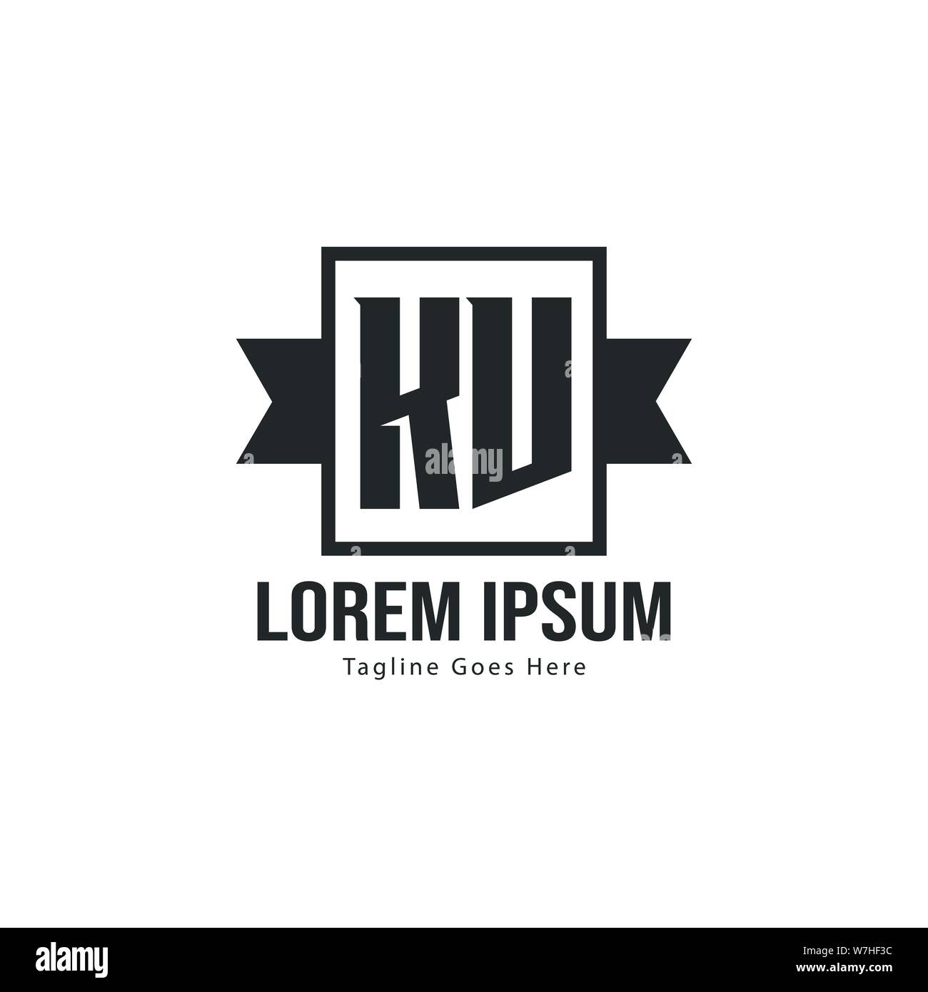 Initial KV logo template with modern frame. Minimalist KV letter logo ...