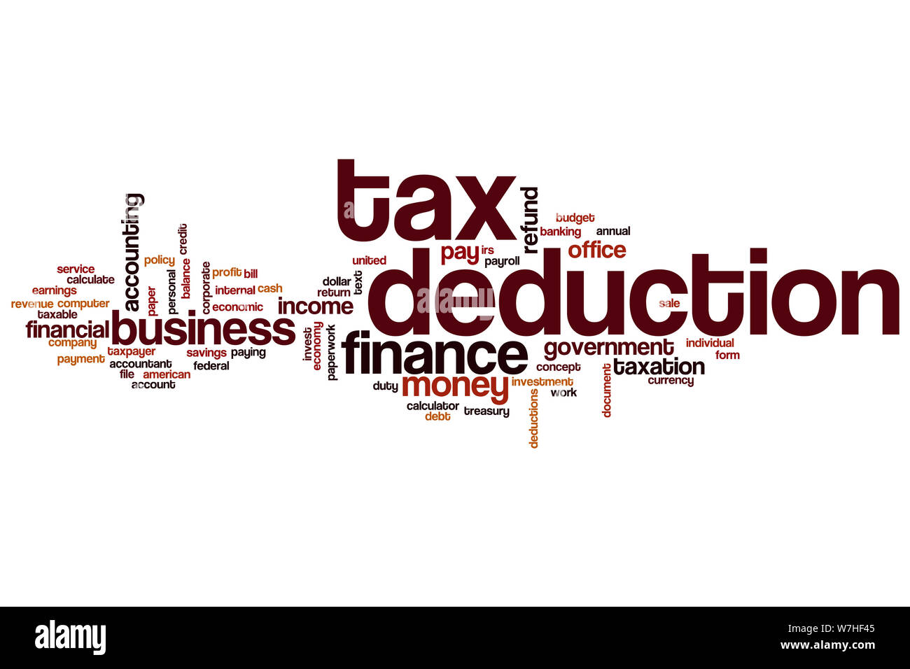 Tax deduction word cloud concept Stock Photo - Alamy