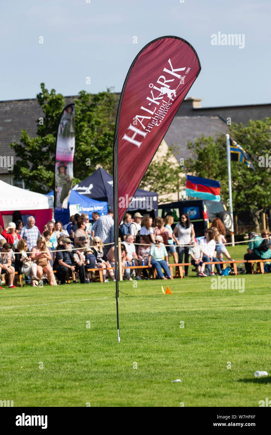 Banner promoting the annual Halkirk Highland Games in Caithness ...